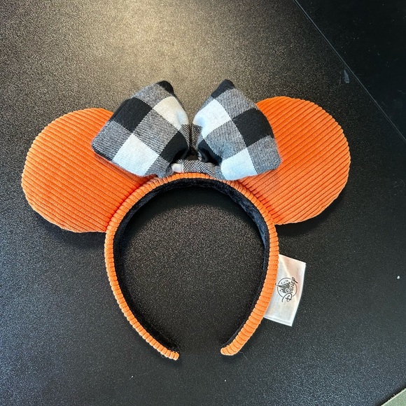 Disney | Accessories | Disney Orange And Black Plaid Minnie Mouse Ears ...